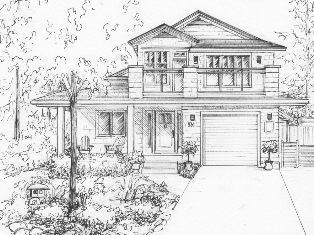 Photo Drawn in Ink of House or Building | Home Portraits by Mary ...