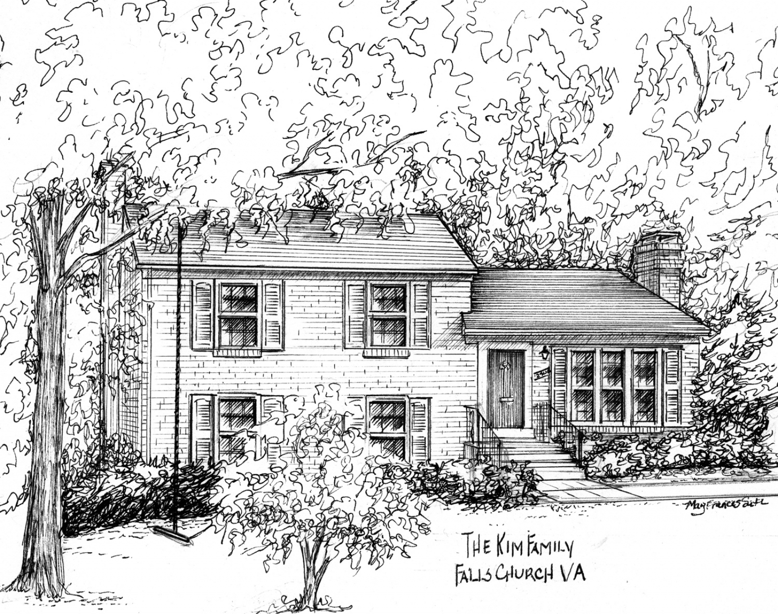 Photo Drawn in Ink of House or Building | Home Portraits by Mary ...